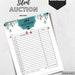 Christmas Silent Auction Bid Sheet and Receipt / Printable Bid Sheet ...