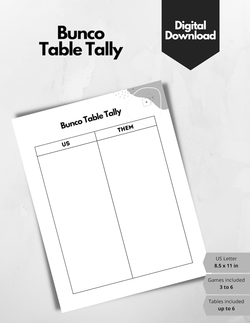 Bunco Score Card Bundle / Bunco Game / Table Tally Sheet / Bunco Tables ...