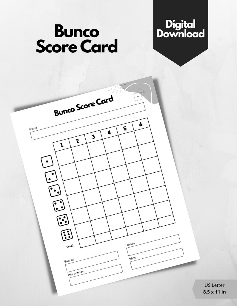 Bunco Score Card / Bunco Game / Score Card Table Tally Sheet ...