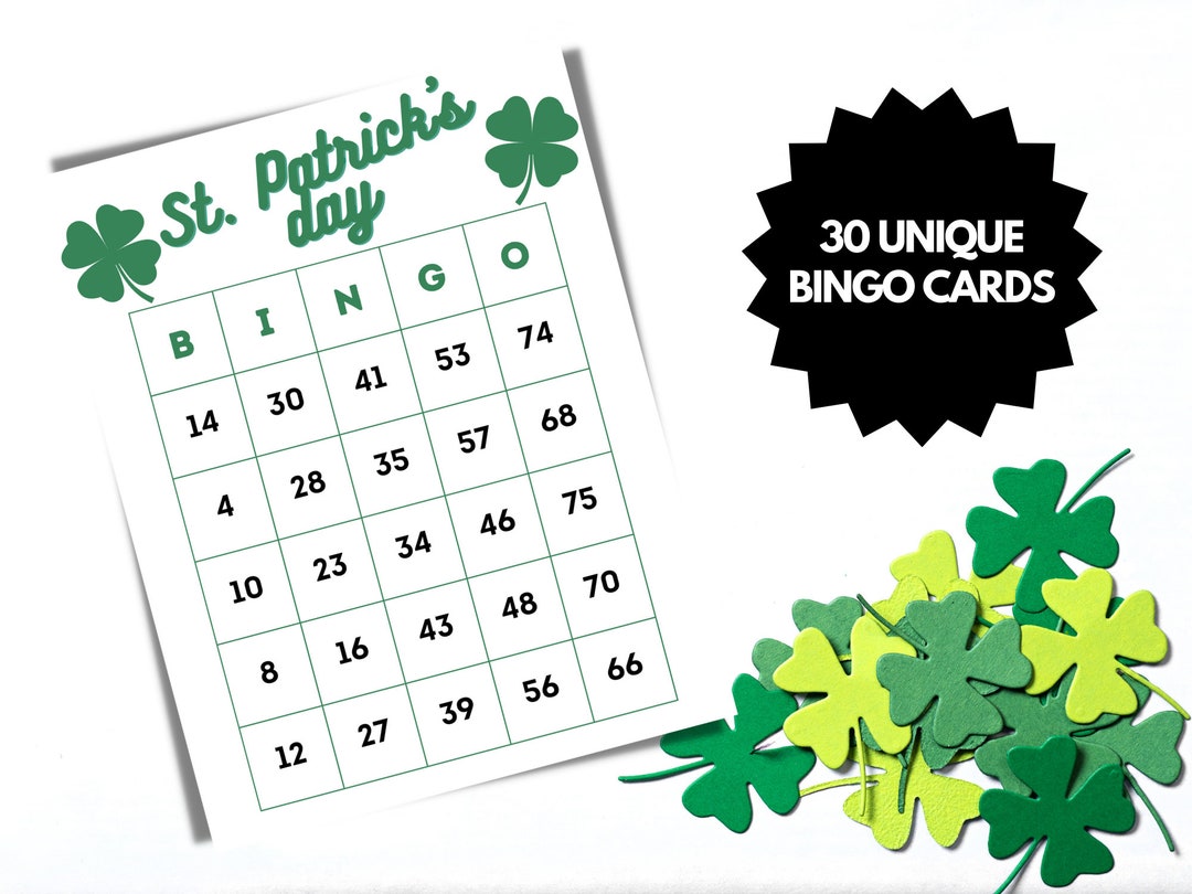 30 St. Patrick's Day Bingo Cards Printable Bingo St. Patrick's Day ...