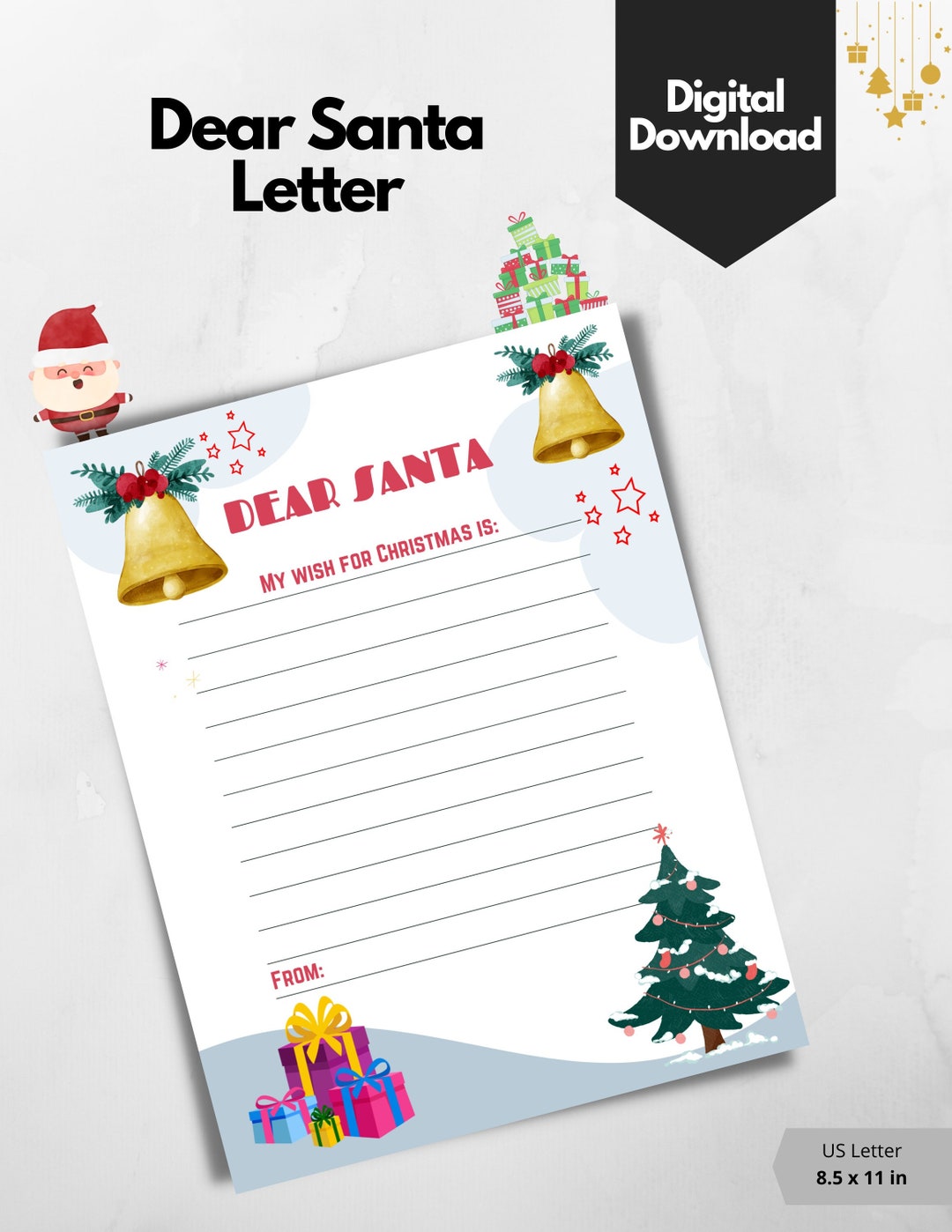 Dear Santa Letter Template, Christmas Letter, Letter for Santa ...