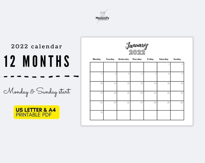 Printable Calendar 2022-2023, Wall Calendar 2022 Monthly Calendar 2022 ...