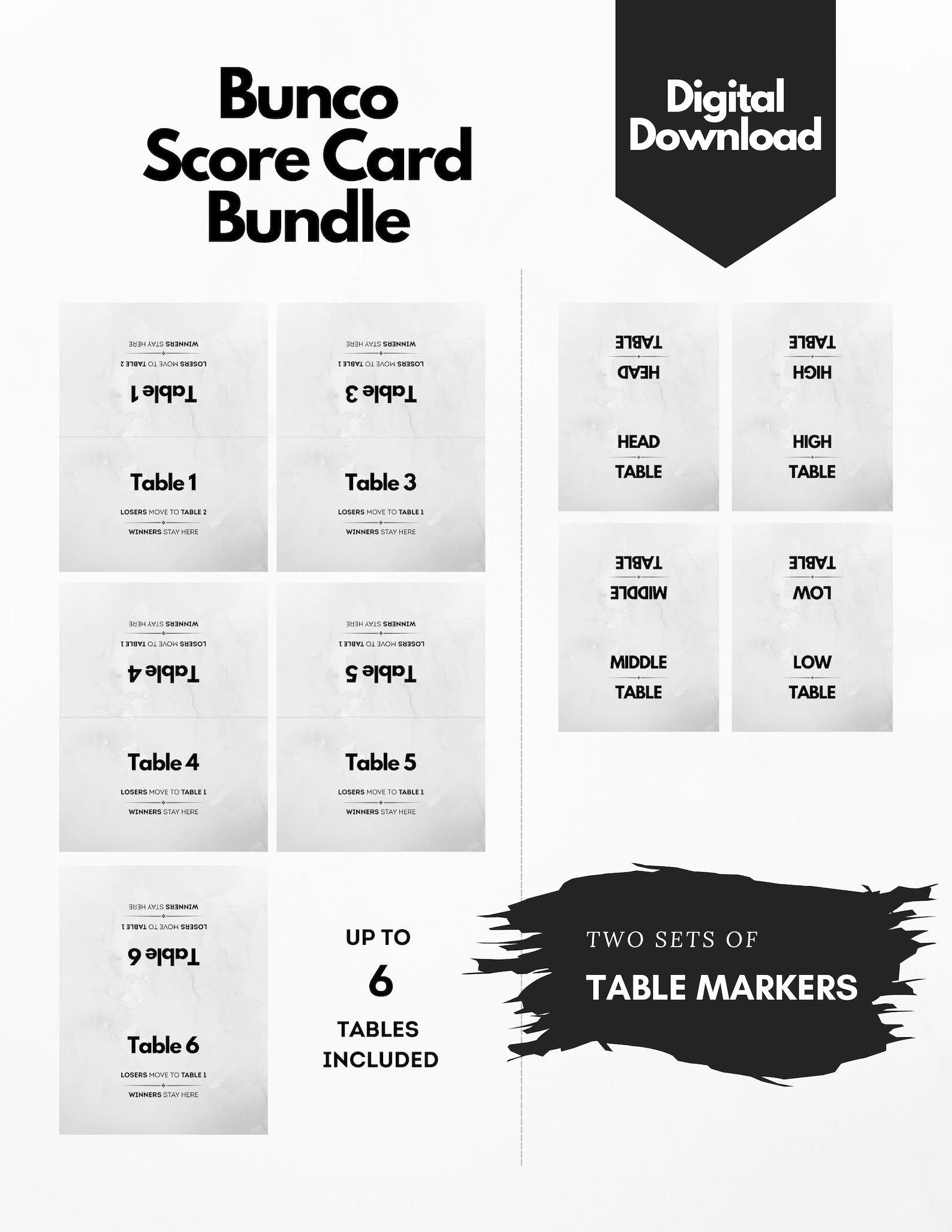Bunco Score Card Bundle / Bunco Game / Table Tally Sheet / Bunco Tables ...