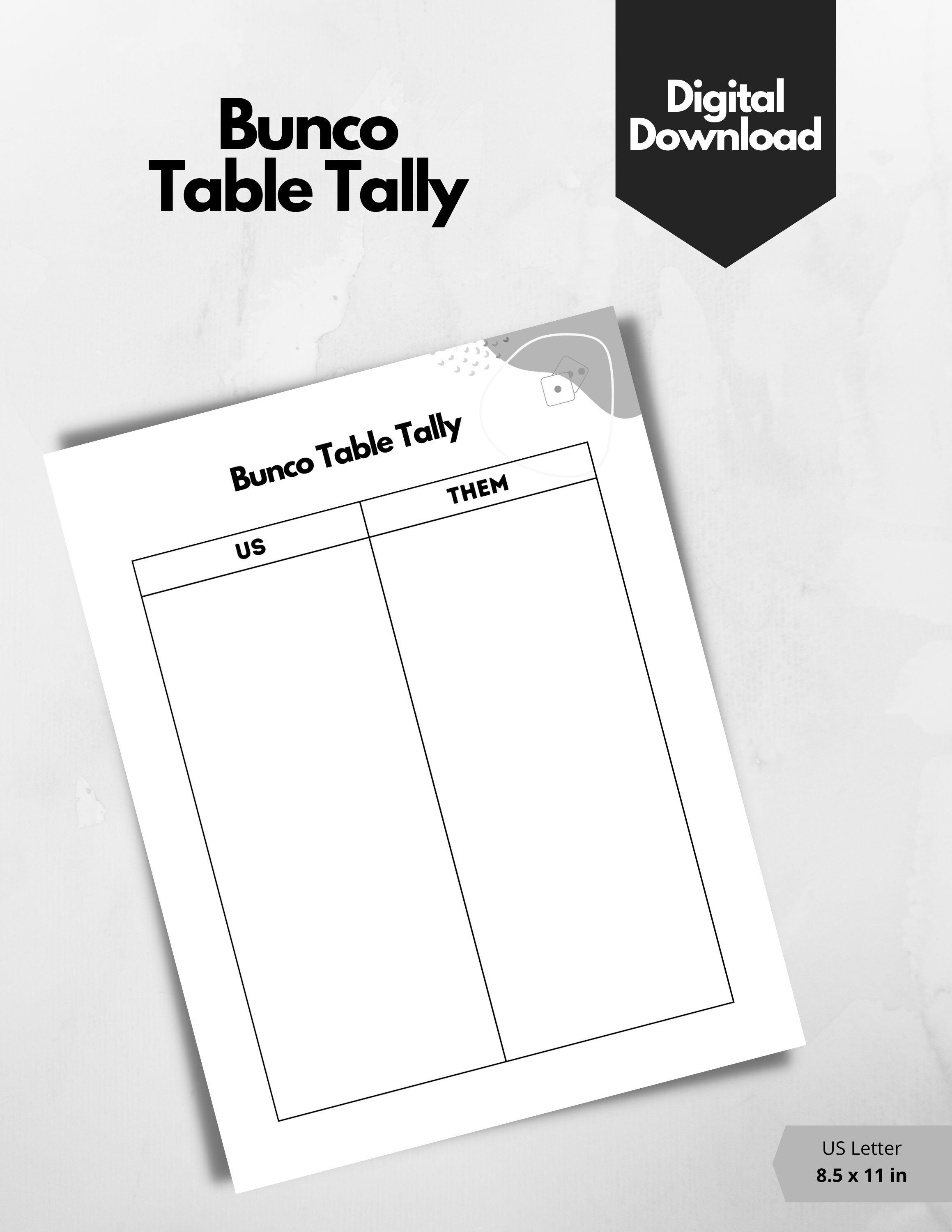 Bunco Score Card / Bunco Game / Score Card Table Tally Sheet / Printable Bunco - Etsy