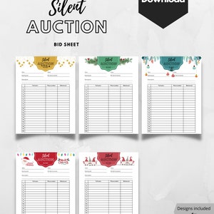 Christmas Silent Auction Bid Sheet and Receipt / Printable Bid Sheet ...