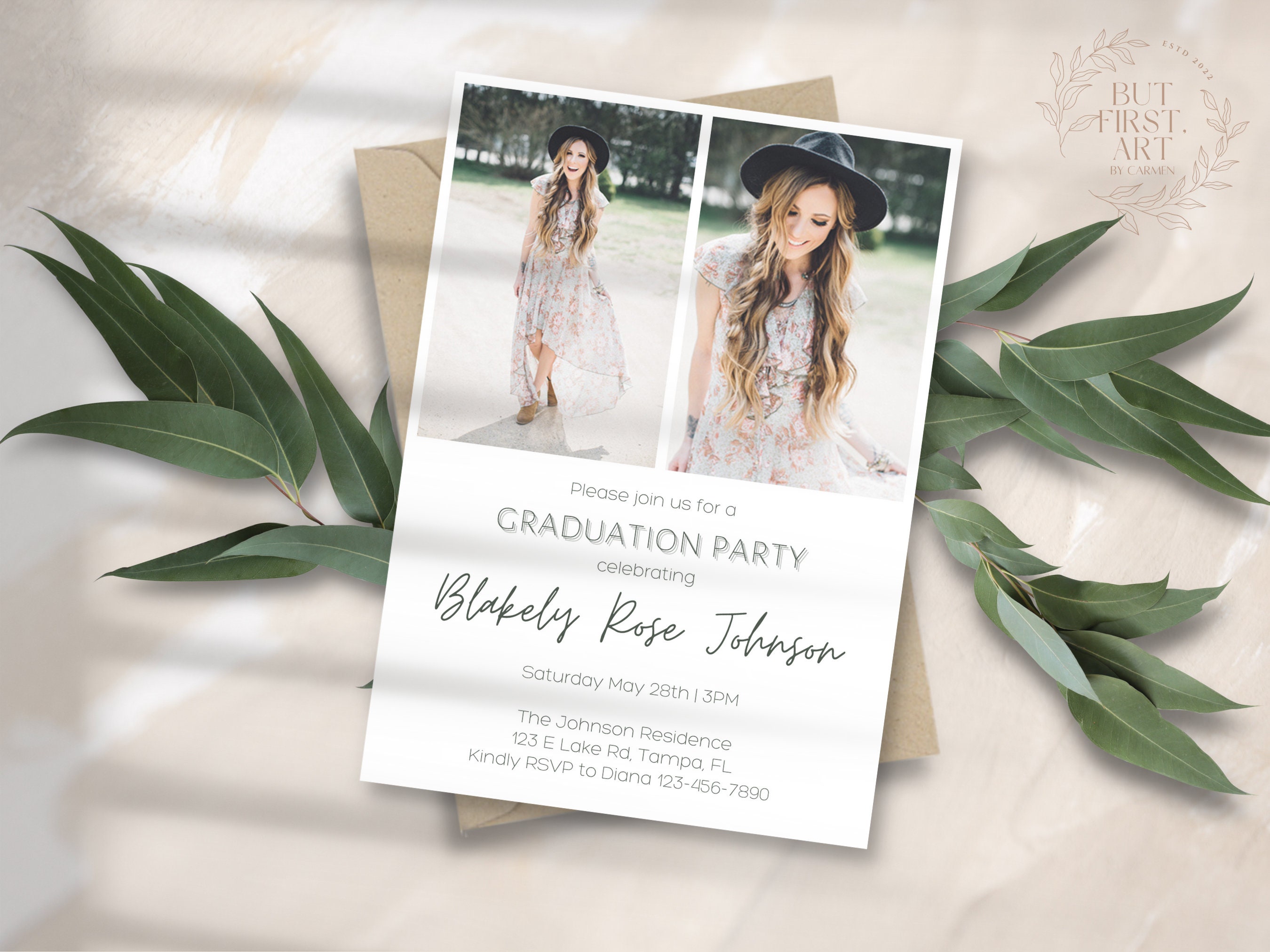Polaroid Graduation Announcement Template, Editable Grad Announcement ...