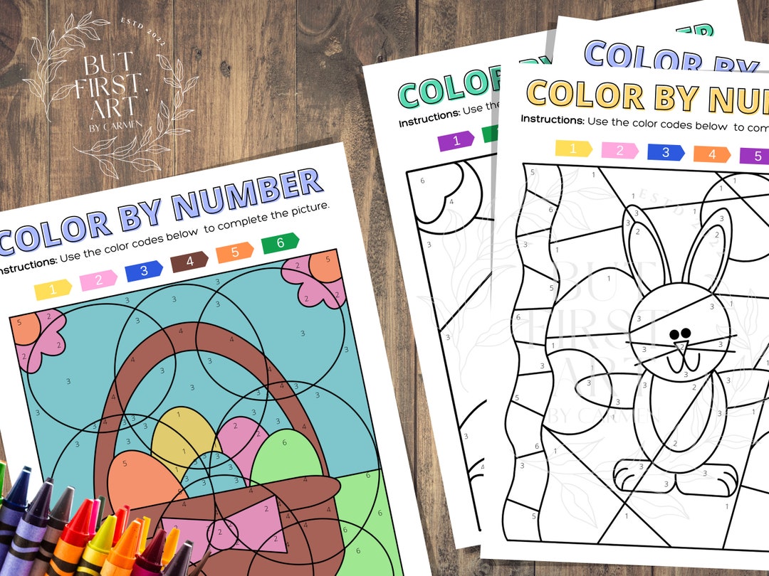 Easter Color by Number Bundle, Kids Coloring Pages - Etsy