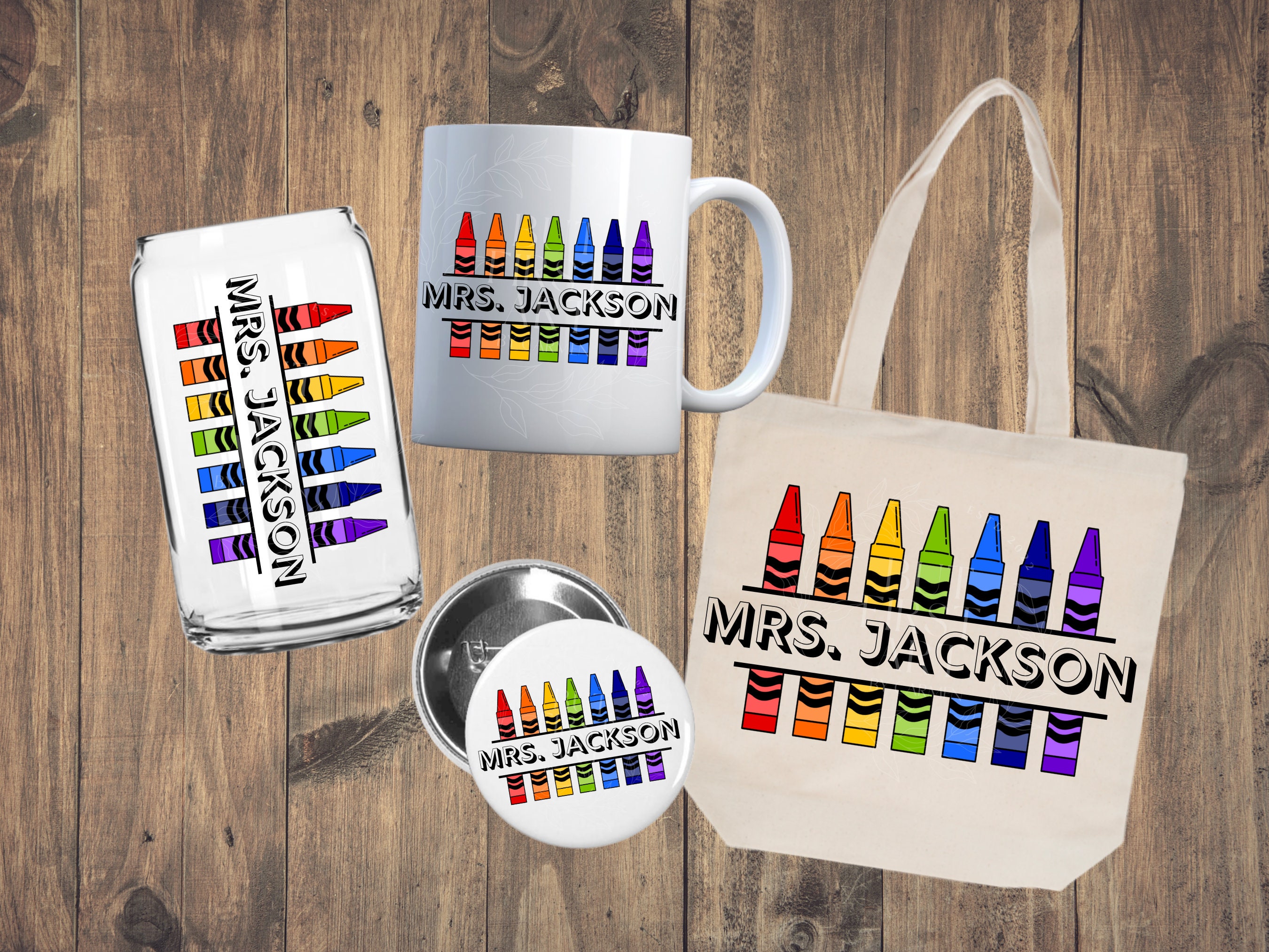 Teacher Crayons Monogram SVG Bundle, Crayon Name Frame SVG, Crayon ...