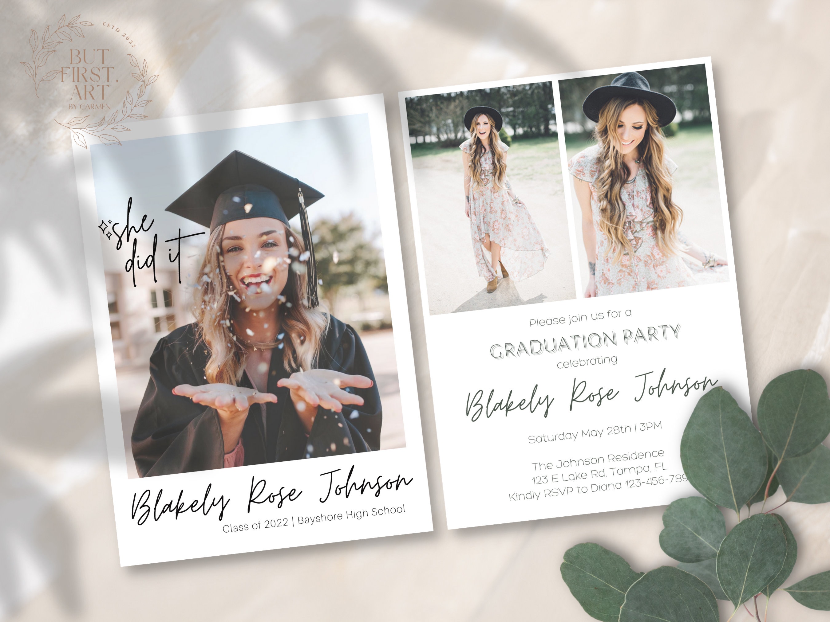Polaroid Graduation Announcement Template, Editable Grad Announcement ...