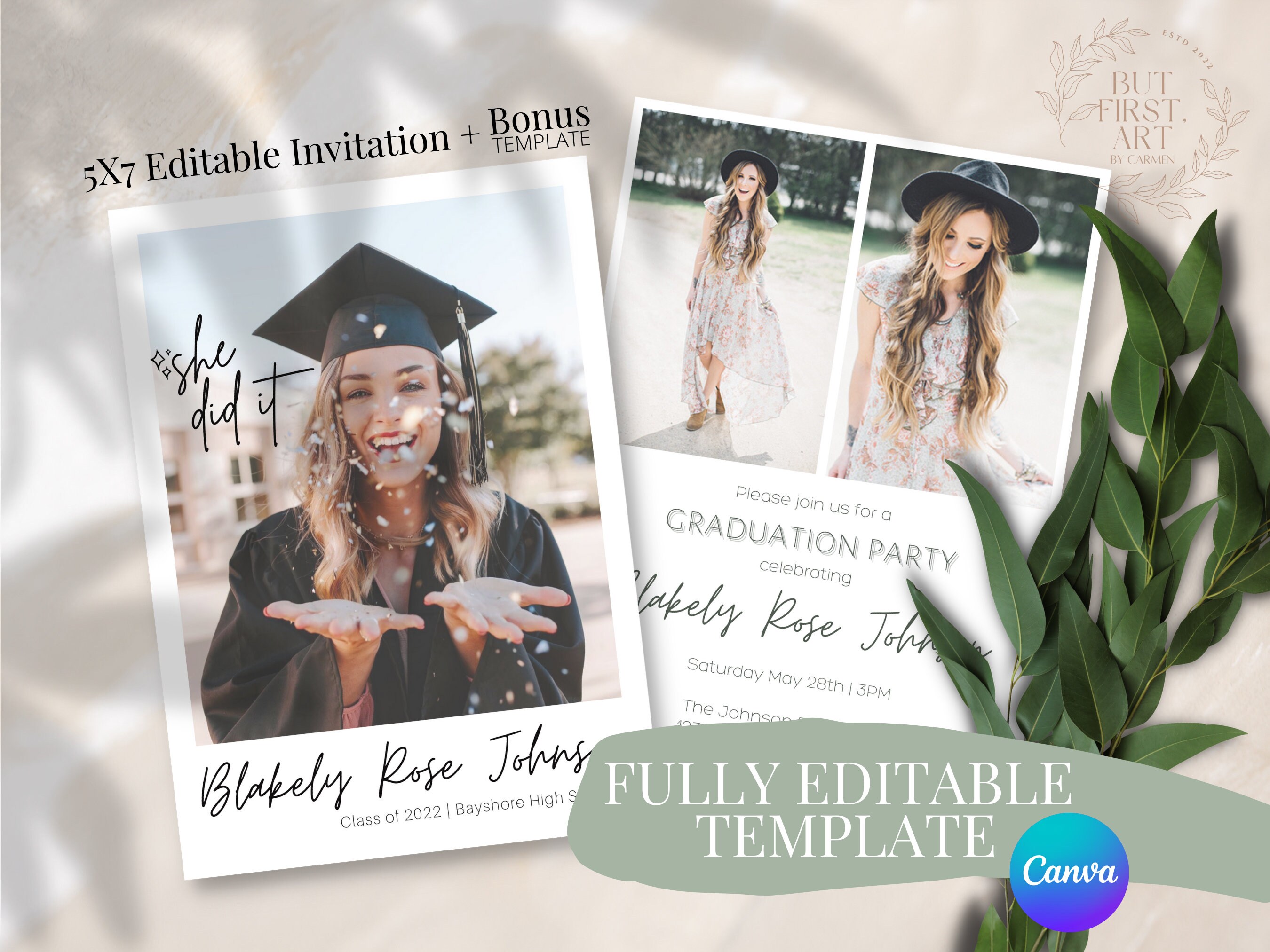 Polaroid Graduation Announcement Template, Editable Grad Announcement ...