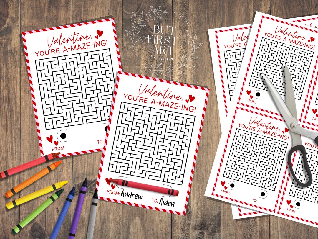 A-MAZE-ING Valentine's Day Cards for Kids; Instant Download Digital ...