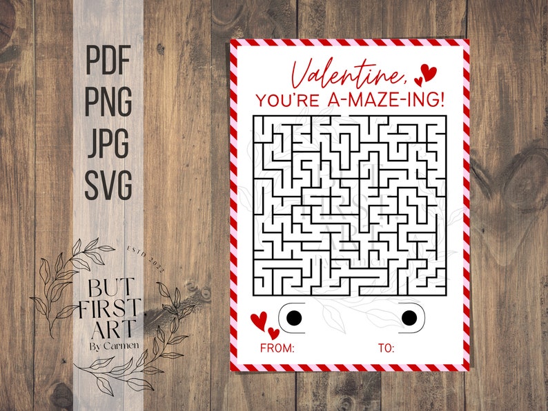A-MAZE-ING Valentine's Day Cards for Kids Instant Download Digital ...