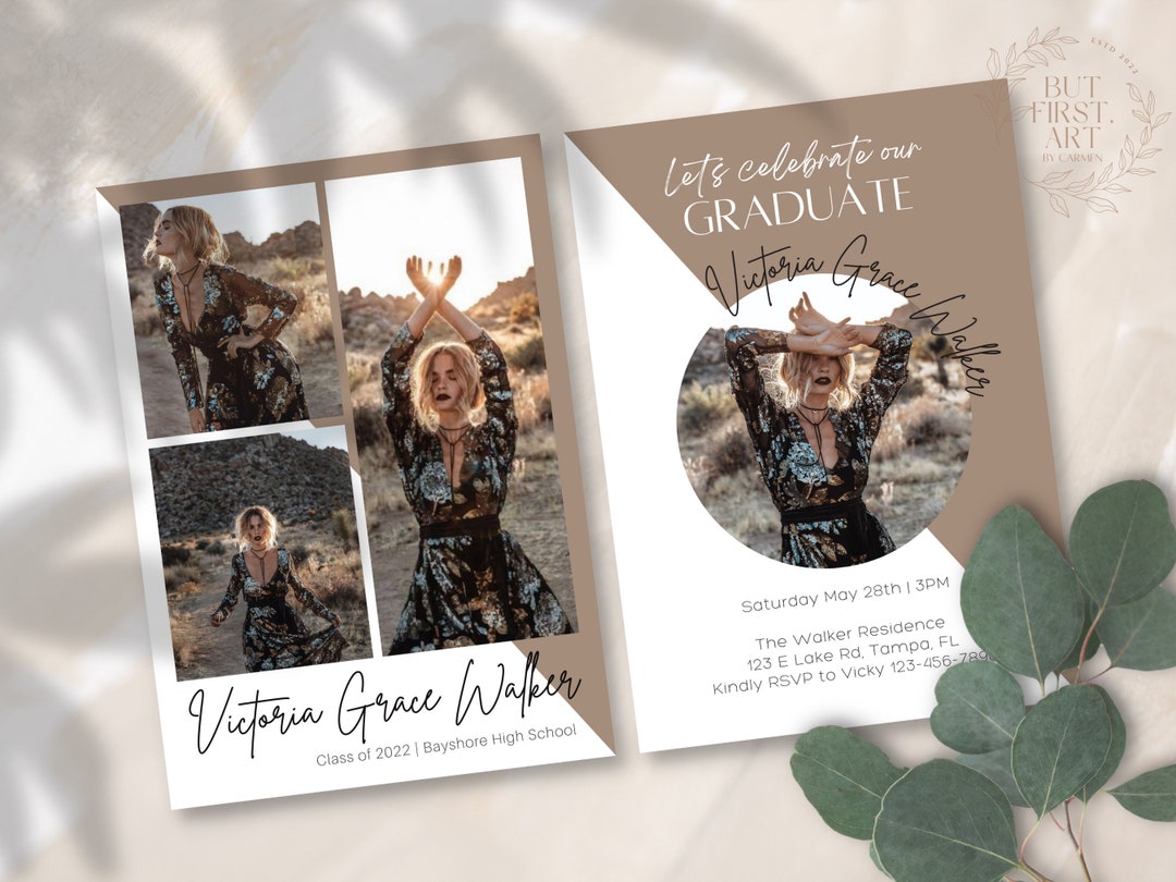 Collage Graduation Announcement Template, Editable Grad Announcement ...