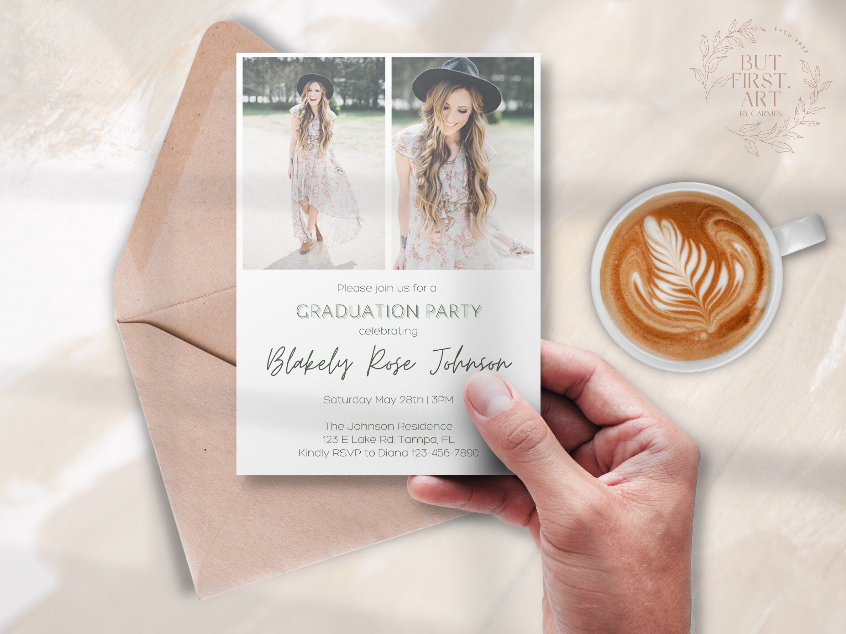 Polaroid Graduation Announcement Template, Editable Grad Announcement ...