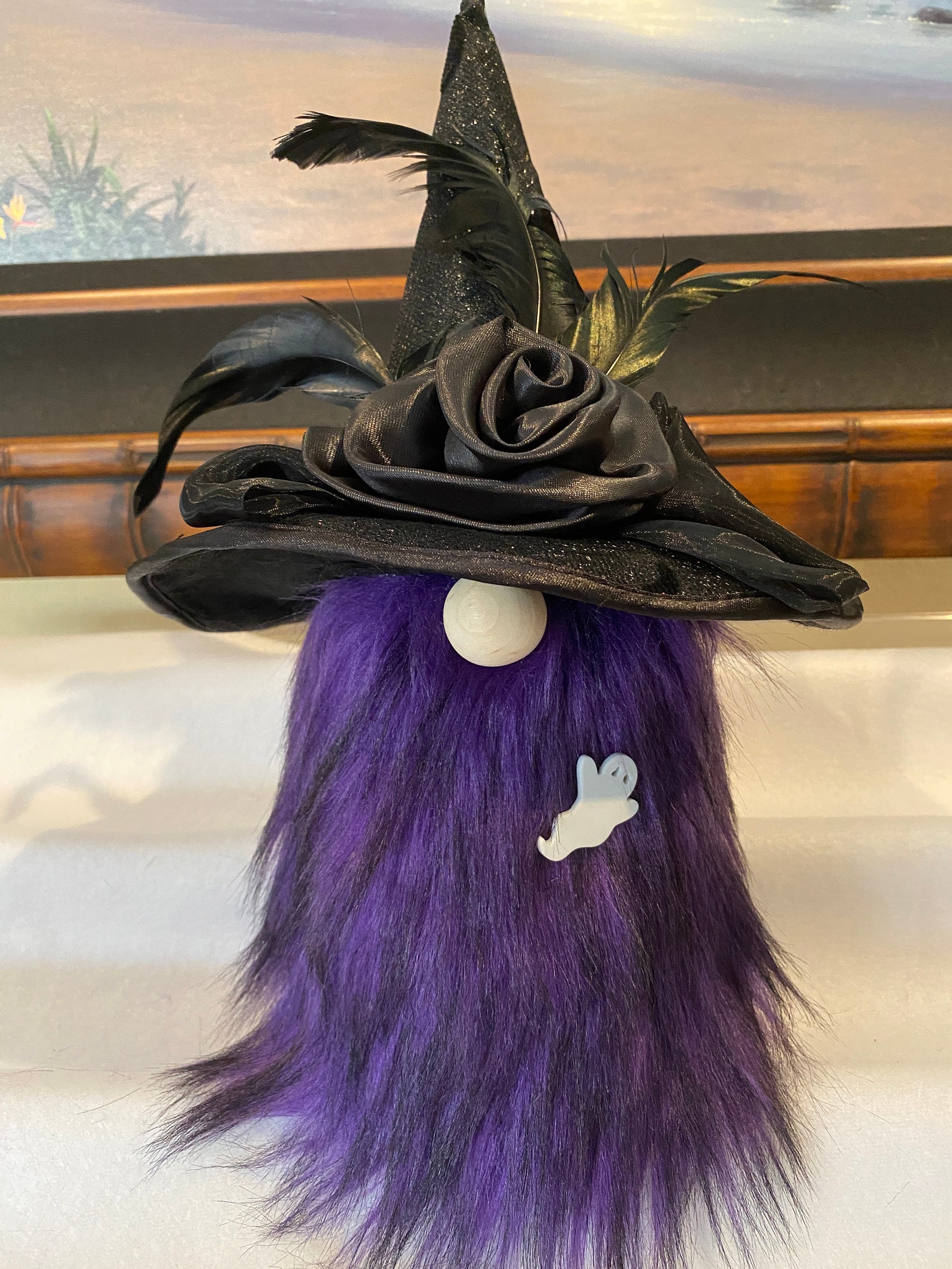 Halloween Witch Full Fur Gnome With Beautiful Hat, Full Fur - Made With ...