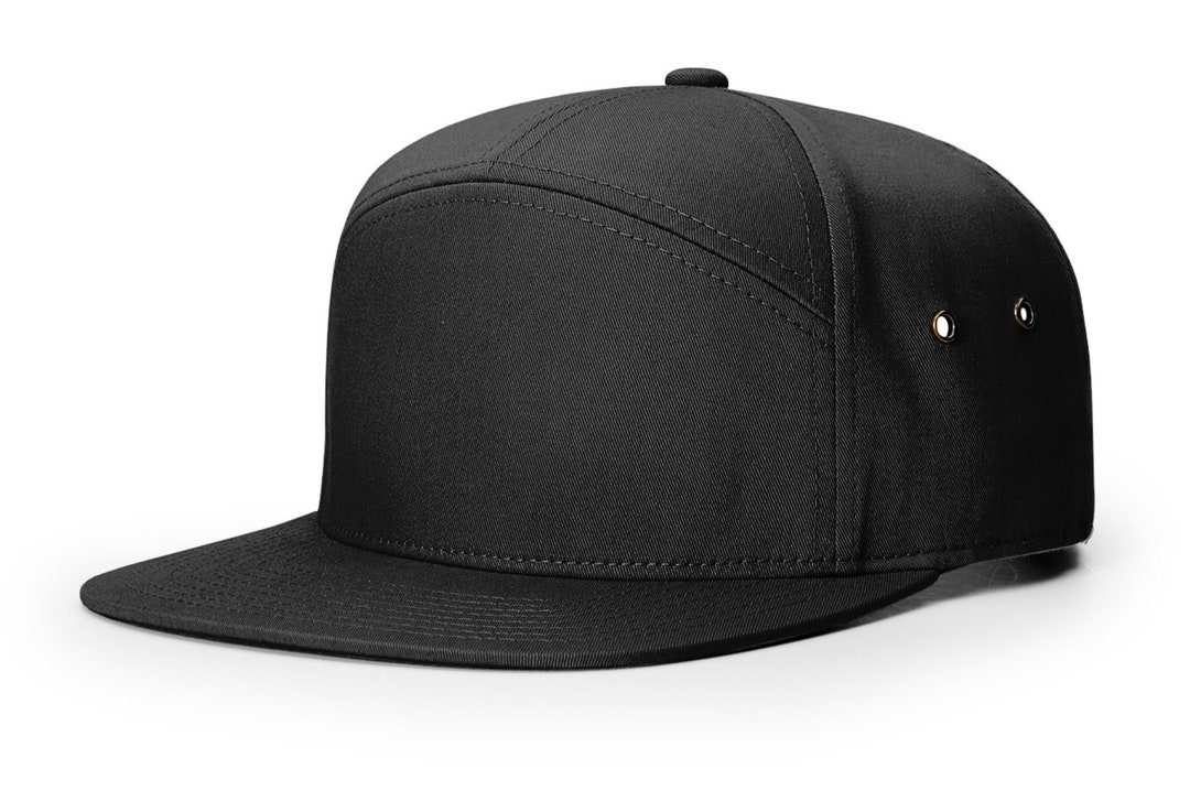 257 7 PANEL TWILL STRAPBACK Blank Black Hat - Etsy