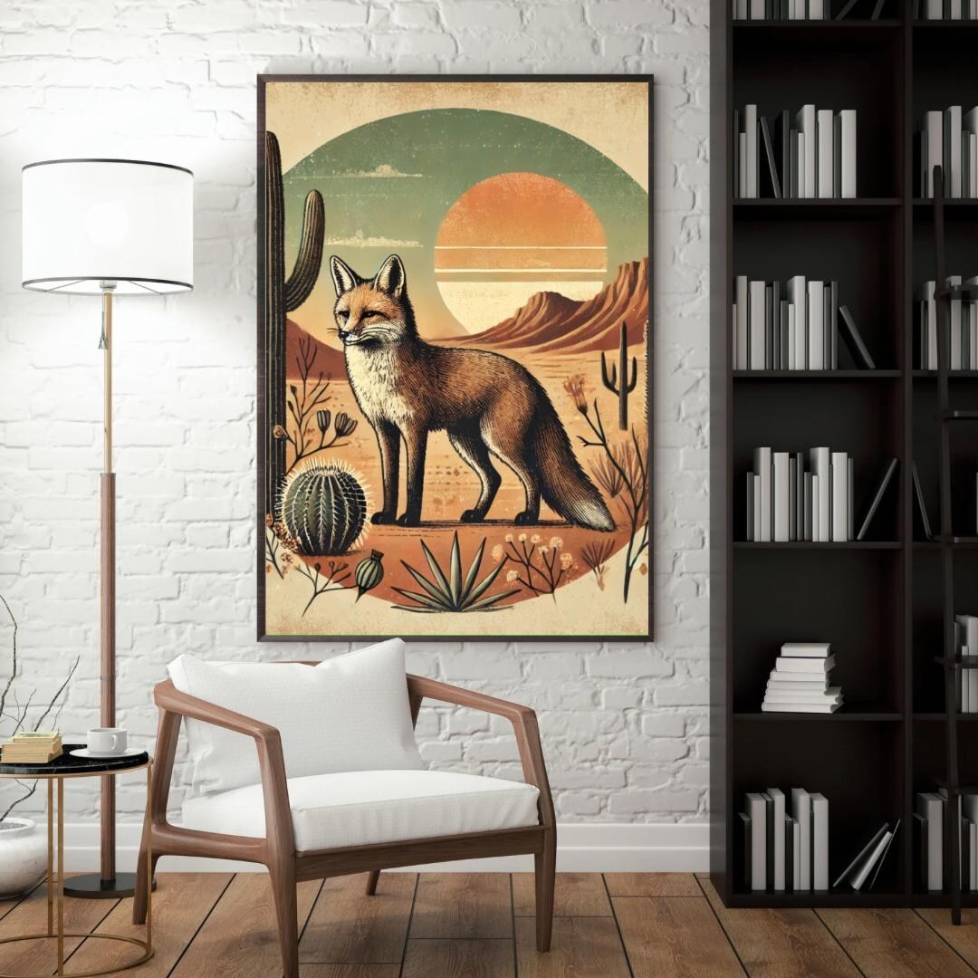 Desert Fox Poster - Sonoran Desert - Boho Vintage Wall Art - Southwest ...