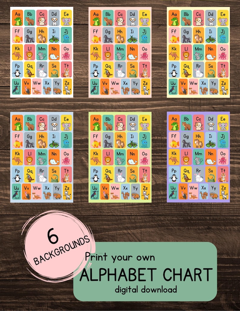 Animal Alphabet Poster - PDF Download - ABC Chart - Letters Classroom ...