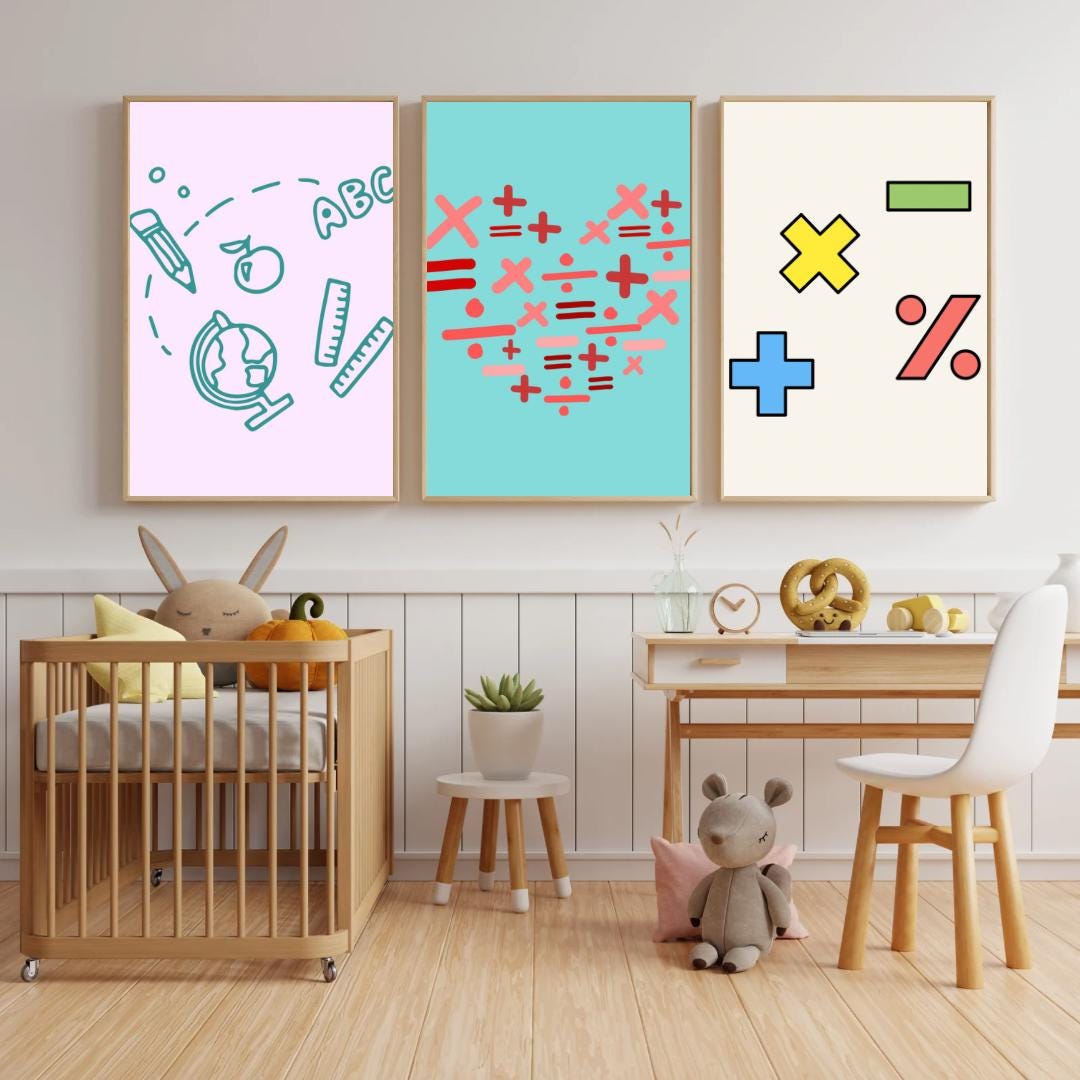Printable Math & Learning Posters for Kids - Set of 3 Educational Wall ...