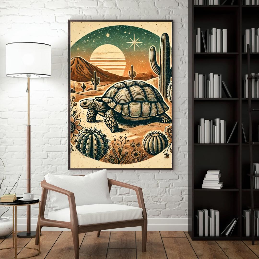 Desert Tortoise Print - Sonoran Desert Boho Vintage Wall Art ...