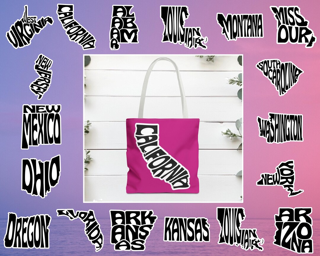 Custom State Tot Bag Custom 50 States Tote Bag Personalized State Tote ...