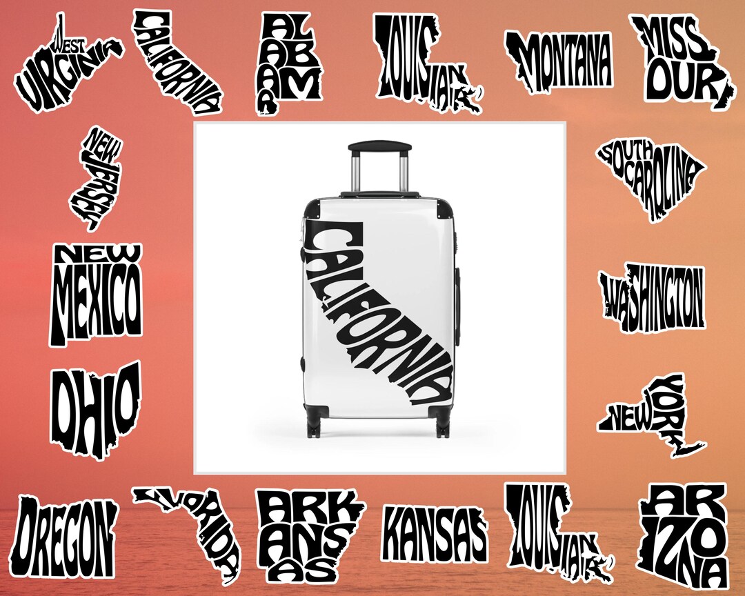 Custom Color and State Outline Suitcase - Personalized State Pride ...
