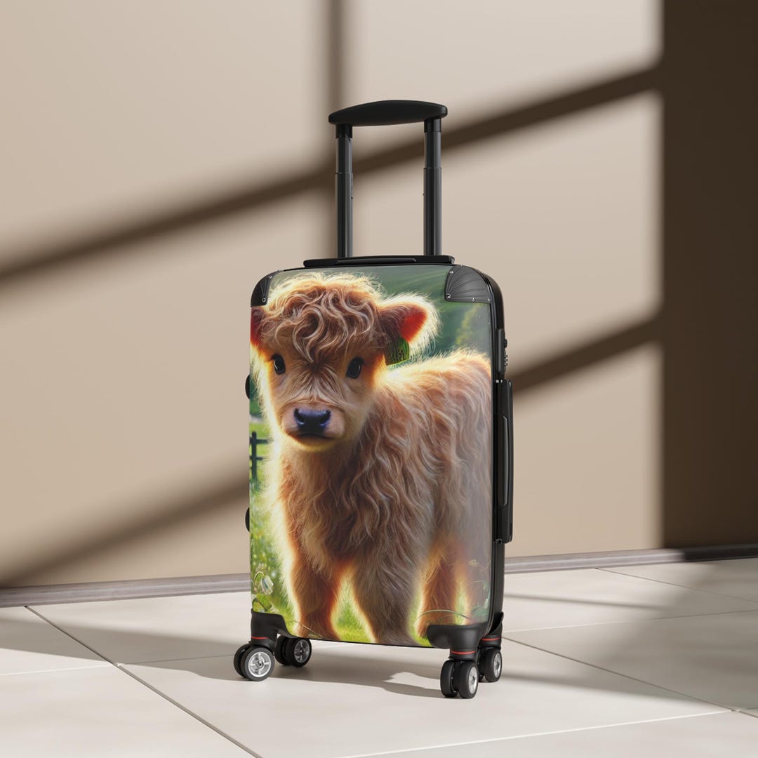 Rolling Suitcase, Scottish Cow Design Luggage, Travel Bag, Carry-on ...