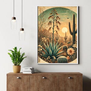 Desert Landscape Print - Sonoran Desert Boho Vintage Wall Art ...