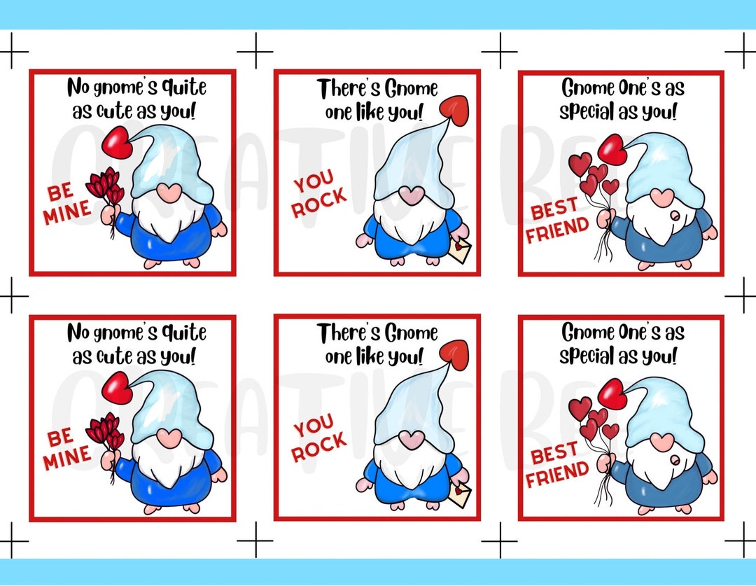 Printable Valentine’s Day Gnome Cards- Downloadable PDF File - Kids ...