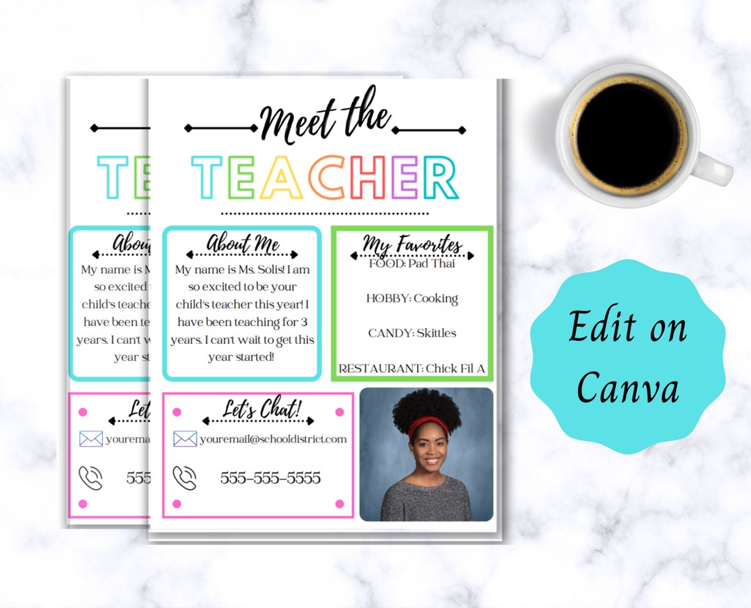 Meet the Teacher Editable Template, Back to School Teacher Template ...