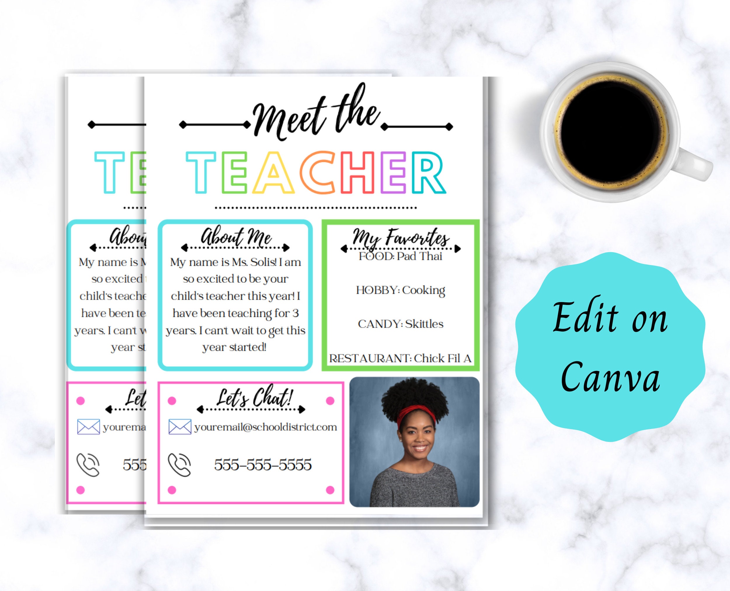 Meet the Teacher Editable Template, Back to School Teacher Template ...