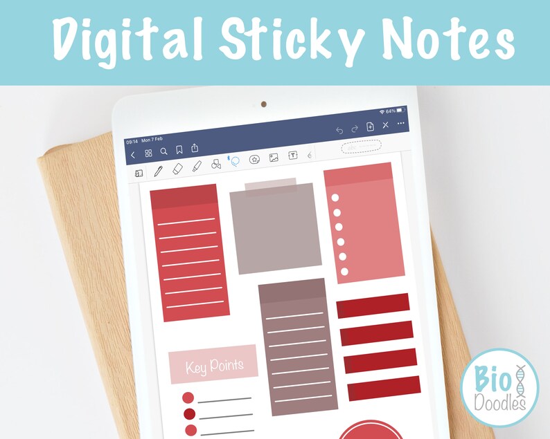 Digital Sticky Notes | Red and Grey Gray | Goodnotes Notability Note ...
