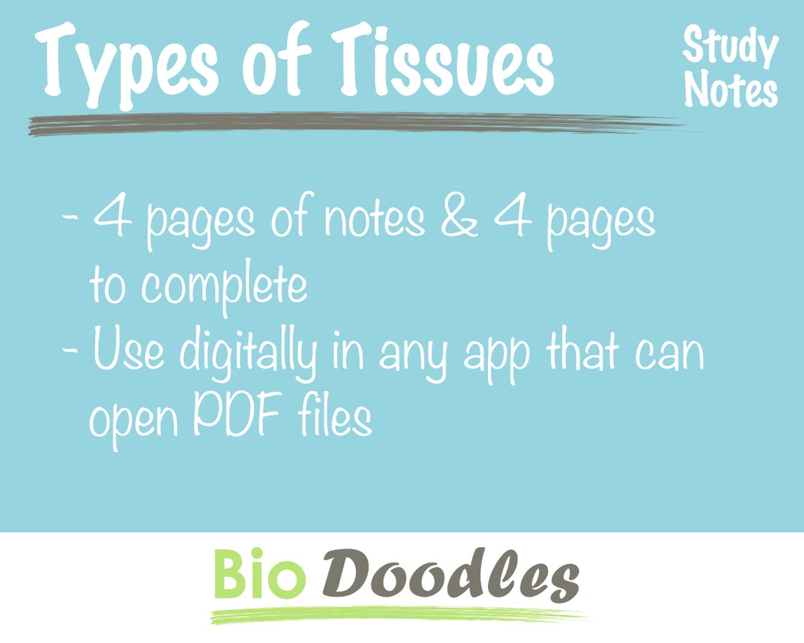 Types of Tissues Digital Study Guide Biology Study Notes | Etsy