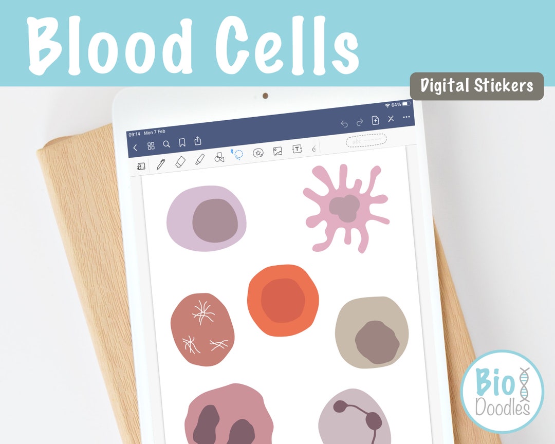 Types of Blood Cells Digital Stickers | Cell Biology Human Biology Clip ...