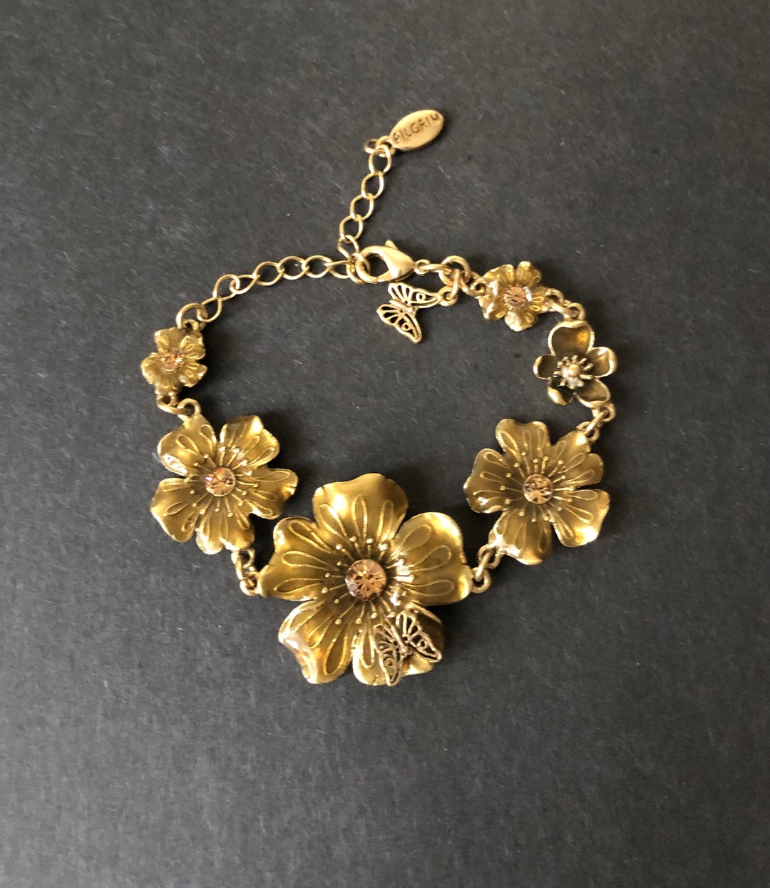 Pilgrim Enameled Flower With Butterfly Bracelet Jewelry - Etsy