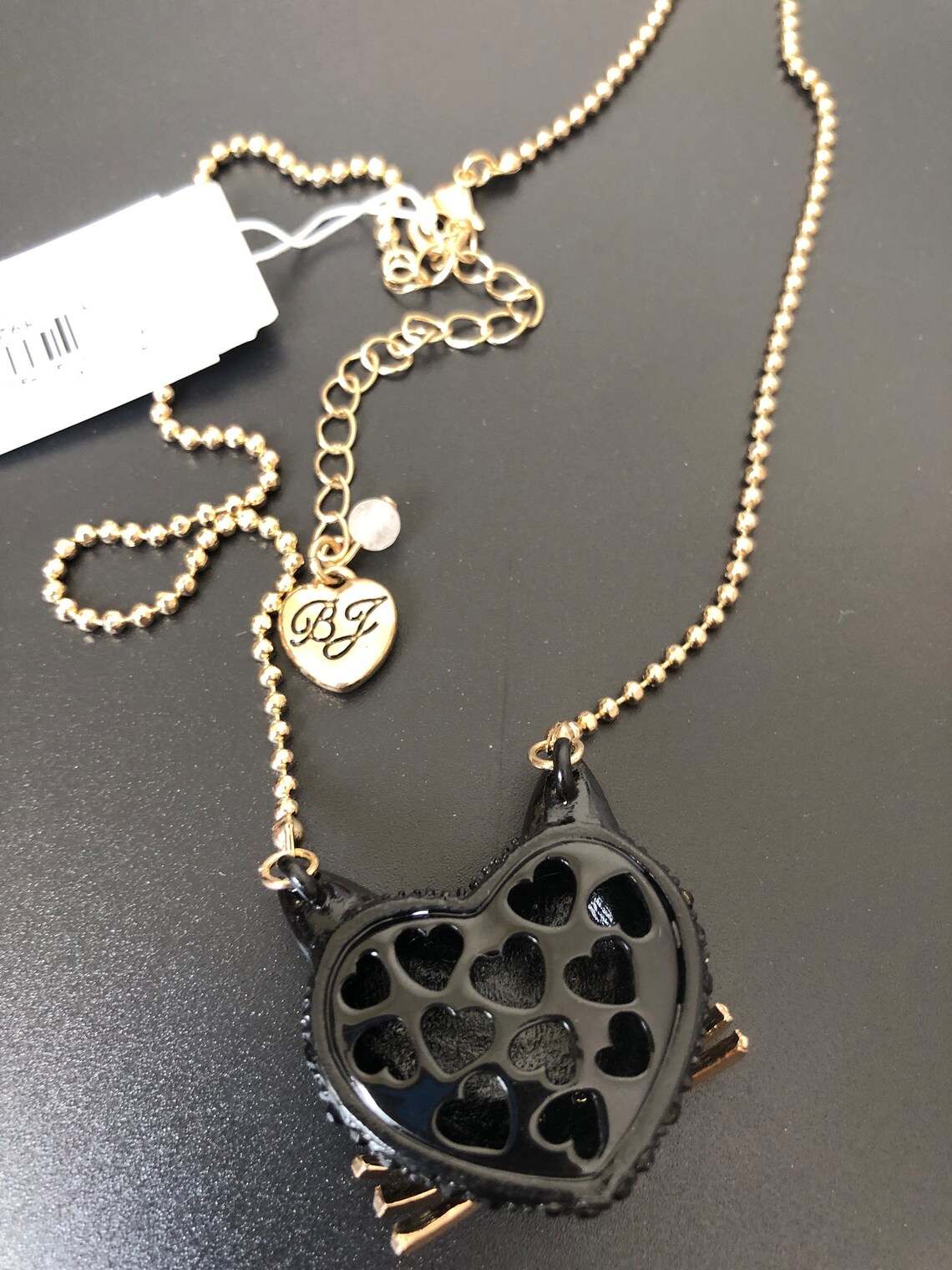 Black Rhinestone Cat Head Pendant Necklace Betsey Johnson Jewelry - Etsy