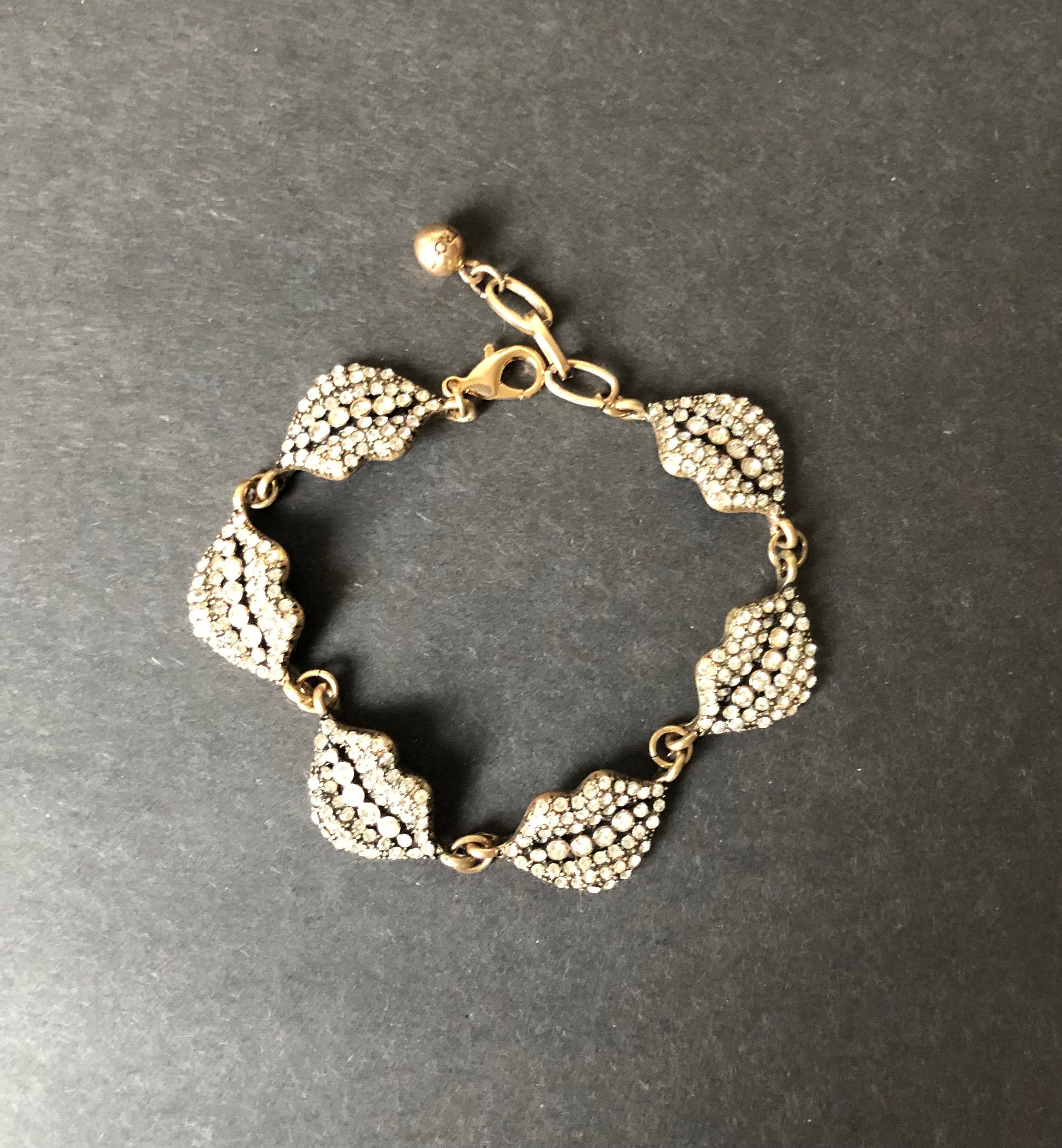 Lulu Frost Rhinestone Lips Bracelet Vintage Jewelry - Etsy