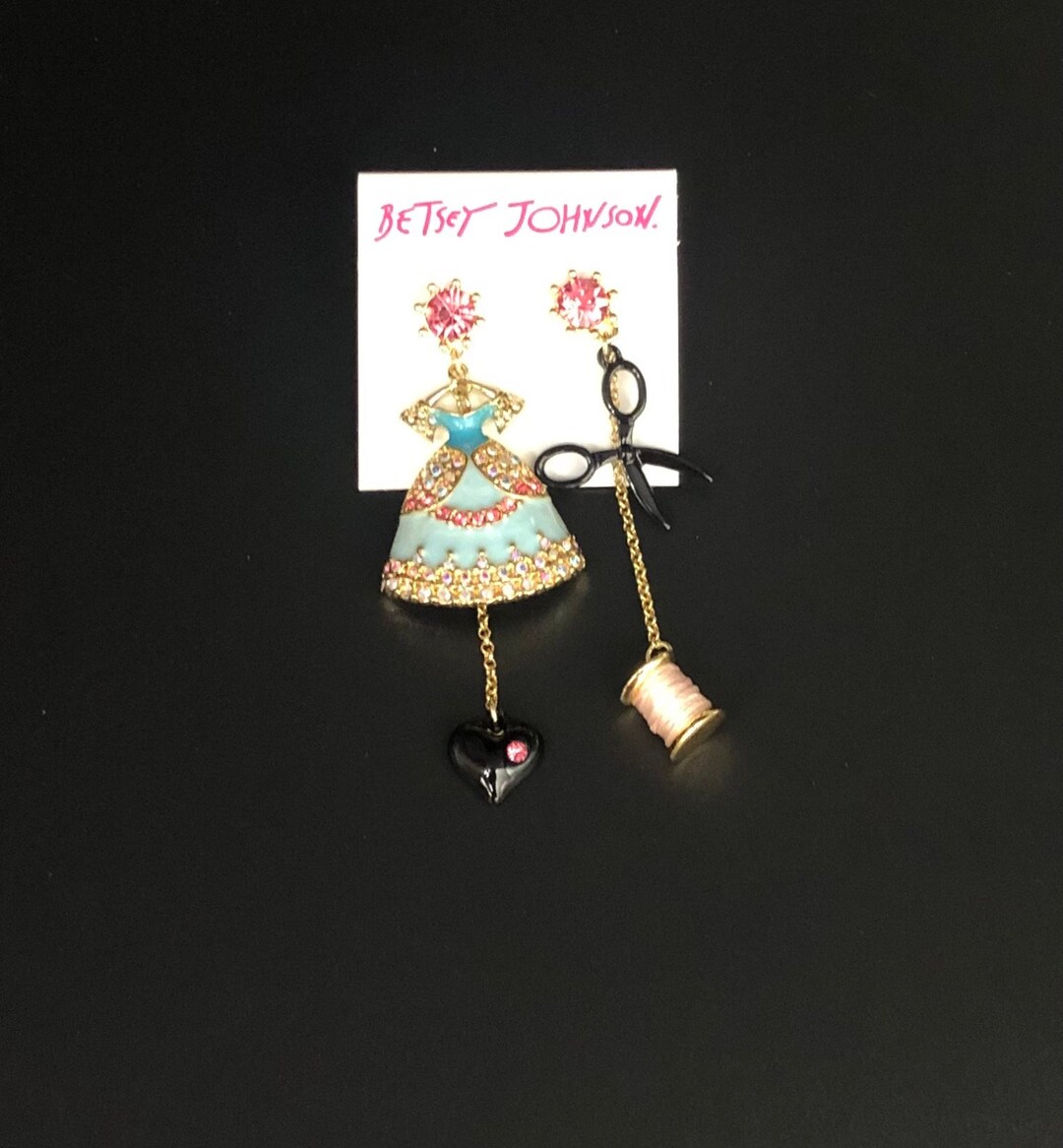 Cinderella Theme Scissors Thread Dress Earrings Betsey Johnson Jewelry ...