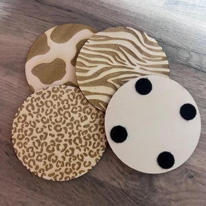 Laser Engraved Animal Print Coasters - Etsy UK