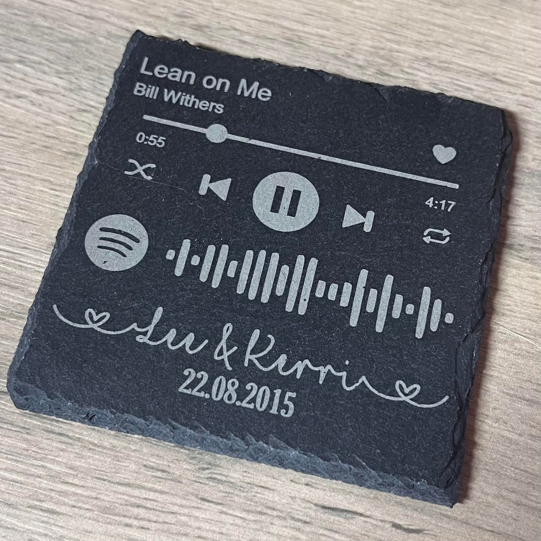 Slate or Wooden Spotify Code Personalised Coaster - Etsy