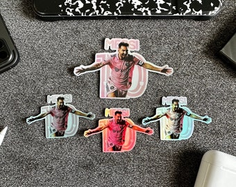 Leo Messi Mirror GOAT Miami Glossy Sticker 3, Water Resistant Laptop ...