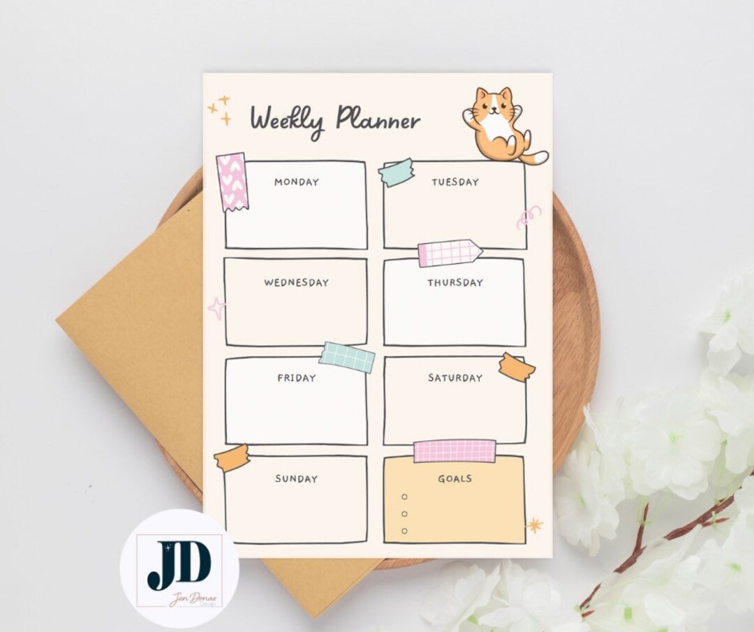 Cute Weekly Planner for Digital Download | Monthly Planner | Habit ...