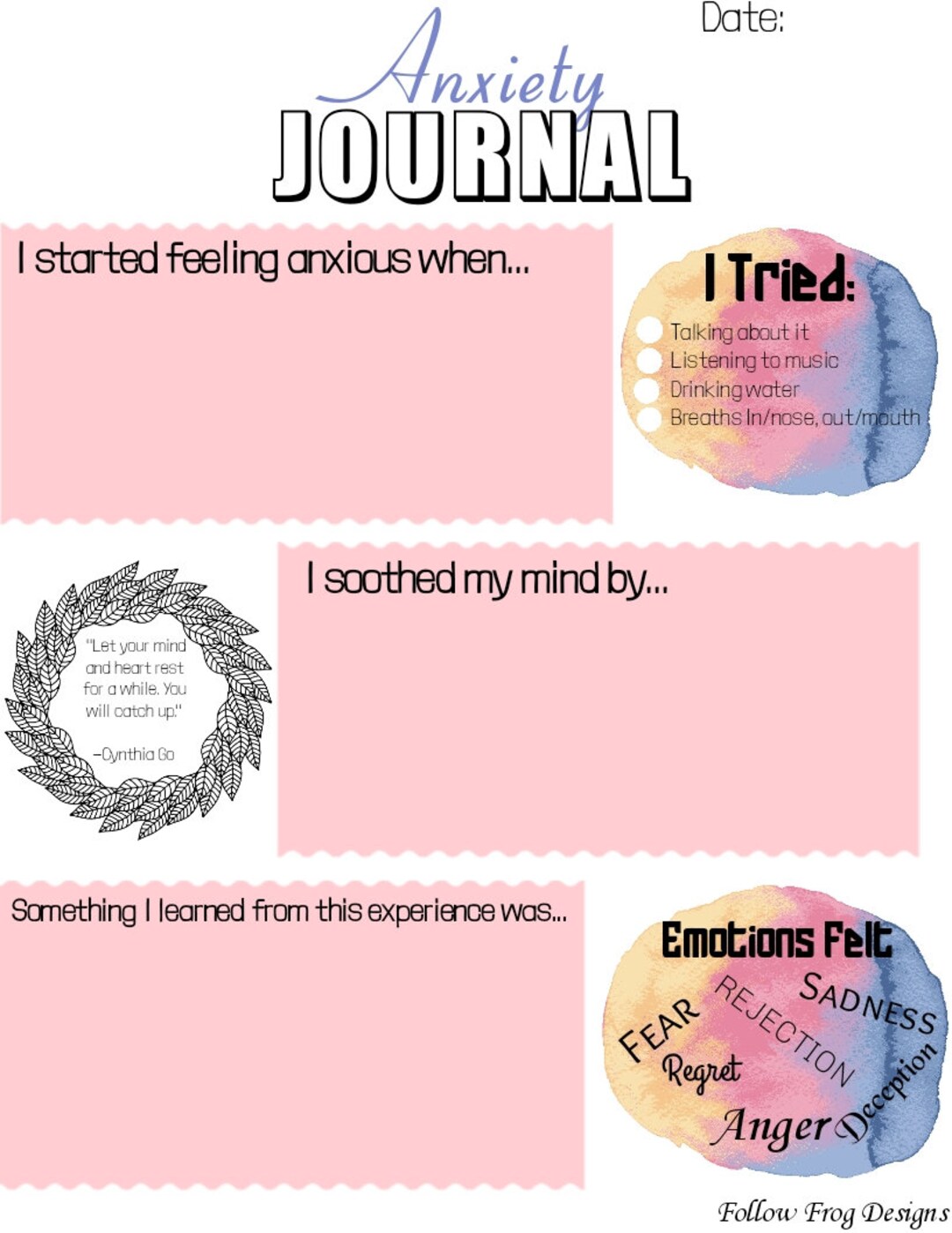 Anxiety Journal Printable - Etsy