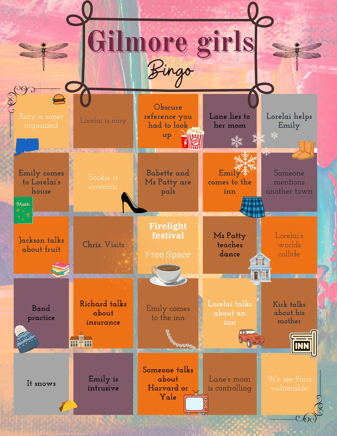 Gilmore Girls Bingo Game - 8 Different Sheets - NEW - Etsy