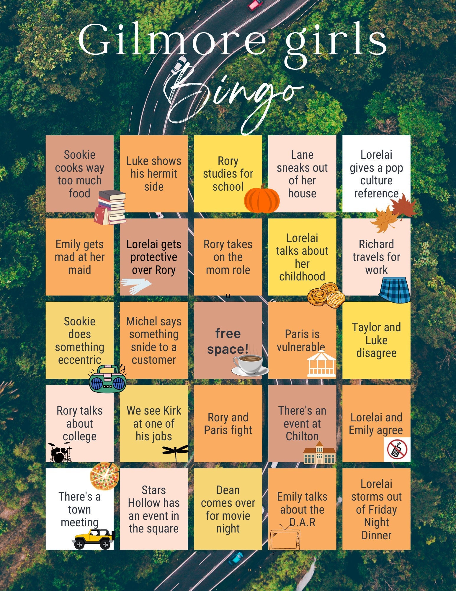Gilmore Girls Bingo Game - Etsy