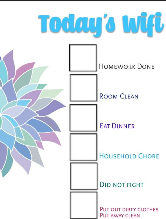 Wifi Chores List Printable | Etsy