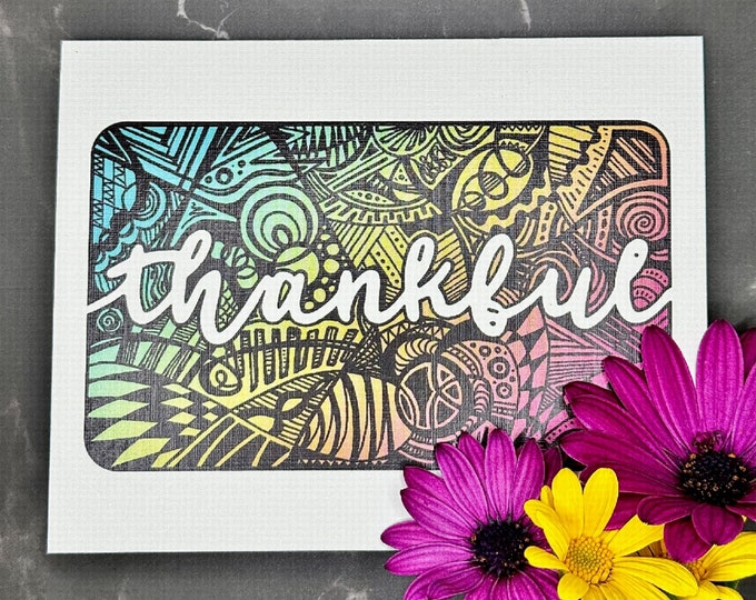 Thank You Card Greeting Card Hand-painted Abstract Art 'thankful' - Etsy