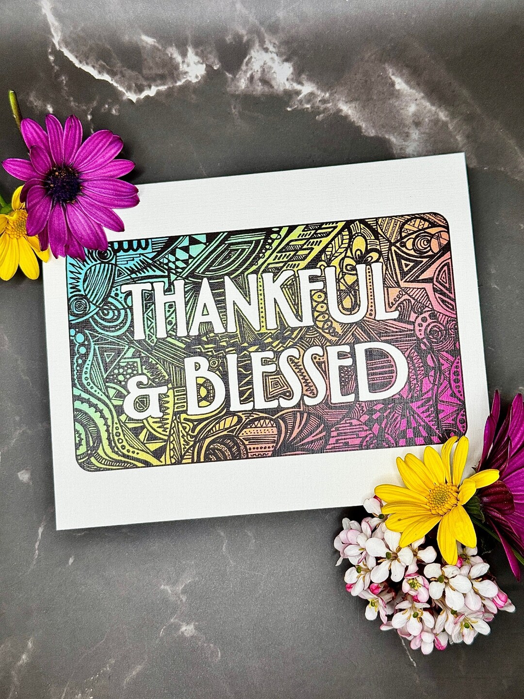 Thank You Card | Greeting Card | Hand-painted Abstract Art | 'thankful ...