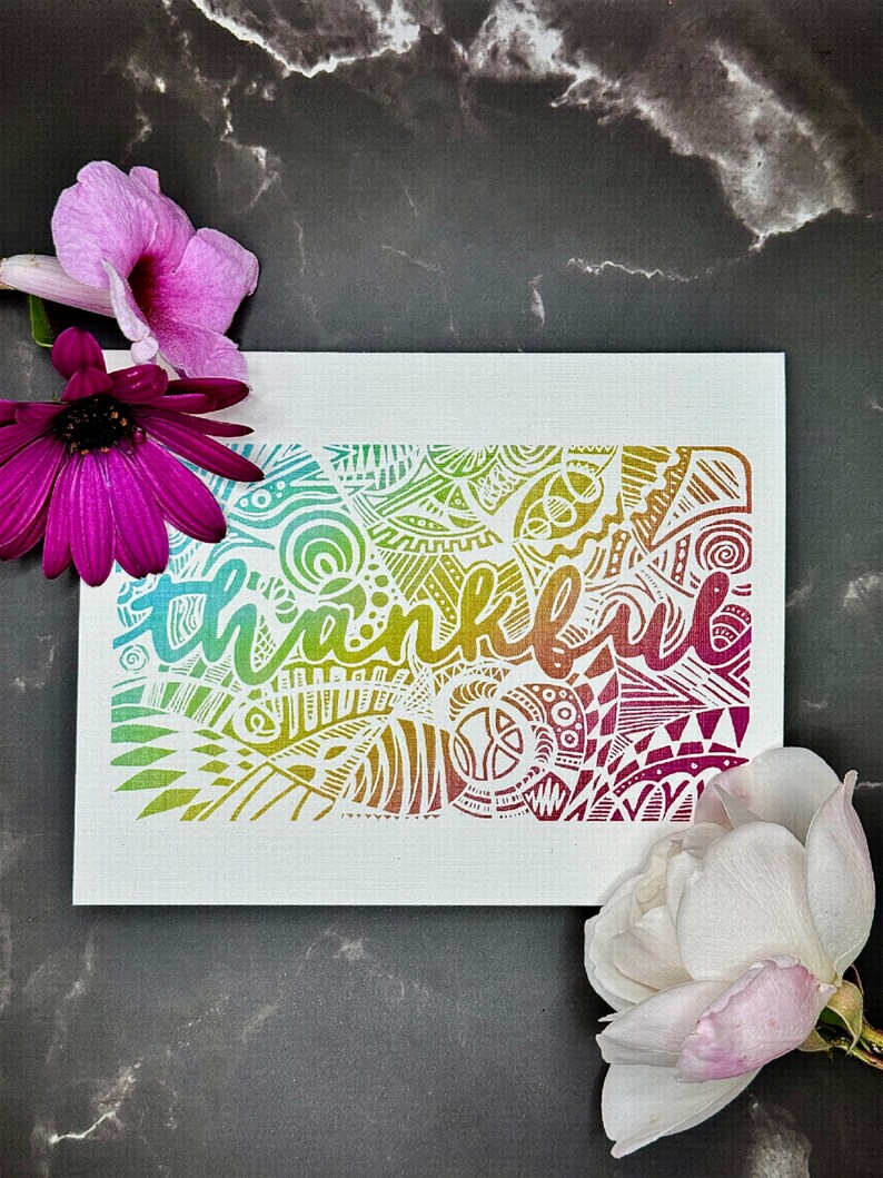 Thank You Card | Greeting Card | Hand-painted Abstract Art | 'thankful ...