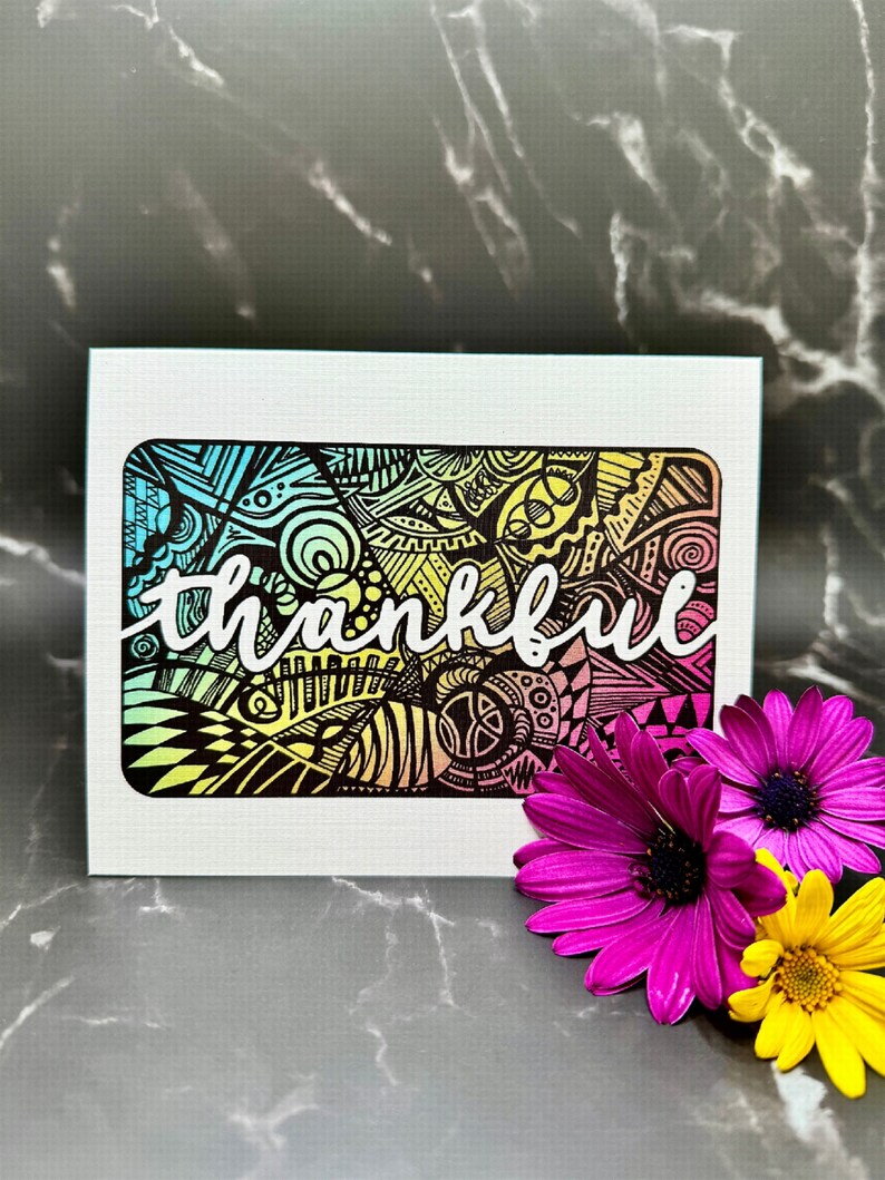 Thank You Card | Greeting Card | Hand-painted Abstract Art | 'thankful ...